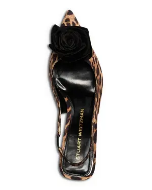 STUART WEITZMAN Paloma 50 Slingback Leopard Pumps - Classic/black