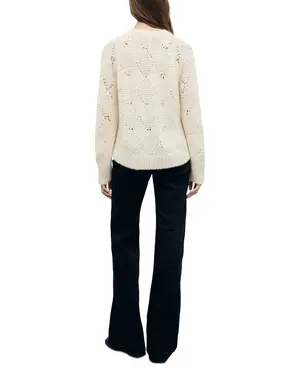 Gerard Darel Roch Wool Blend Open Knit Pullover Sweater