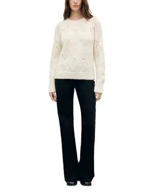 Gerard Darel Roch Wool Blend Open Knit Pullover Sweater