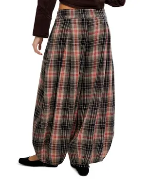 Free People Moonflower Plaid Cotton Ballon Leg Pants