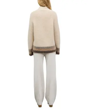 Gerard Darel Rola Mock Neck Striped Trim Pullover Sweater