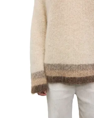 Gerard Darel Rola Mock Neck Striped Trim Pullover Sweater