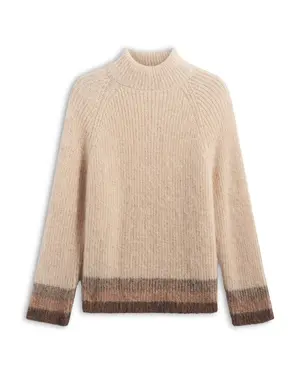 Gerard Darel Rola Mock Neck Striped Trim Pullover Sweater