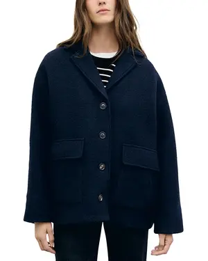 Gerard Darel Alon Wool Notch Collar Coat