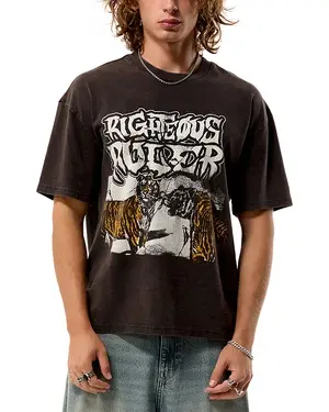 PACSUN Righteous Ruler Cotton Crewneck Graphic T-shirt - Black