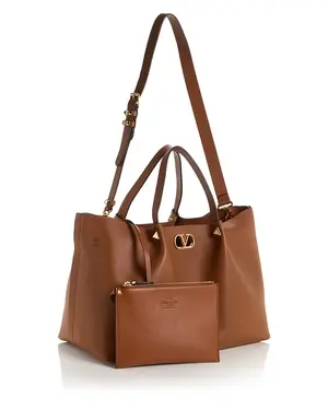 Valentino Garavani Vlogo Large Soft Leather Tote - Light Haze