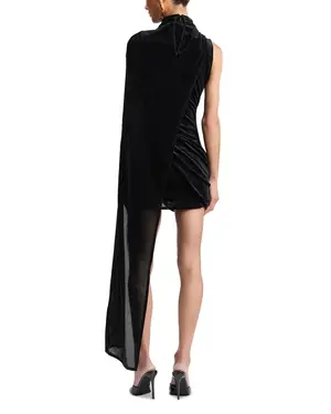 Avec Les Filles Draped Mock Neck Cape Mini Dress
