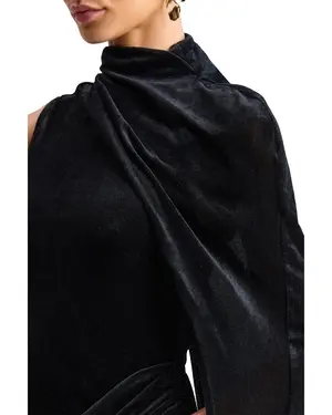 Avec Les Filles Draped Mock Neck Cape Mini Dress
