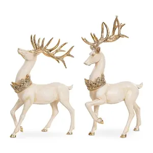 MARK ROBERTS Reindeer With Crown, Set Of 2 - White