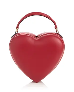 Moschino Heart Leather Top Handle Bag - Red