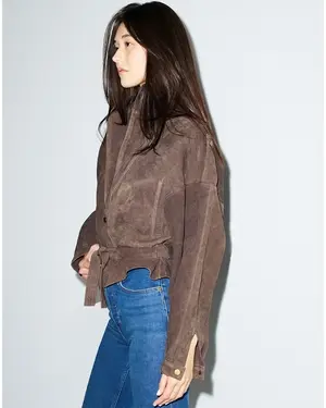 RE/DONE Debbie Batwing Sleeve Suede Jacket