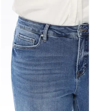 BAYEAS Plus Mid Rise Wide Leg Jeans Highly Stretchy Classic Denim For