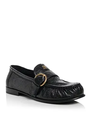 Miu Miu Logo Mocassin Loafers - Nero