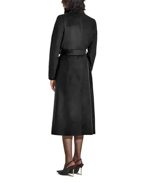 Sentaler Alpaca & Wool Funnel Collar Wrap Coat - Black