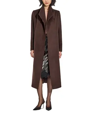 Sentaler Alpaca & Wool Funnel Collar Wrap Coat - Chocolate Brown