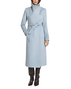Sentaler Alpaca & Wool Funnel Collar Wrap Coat - Giacial Blue
