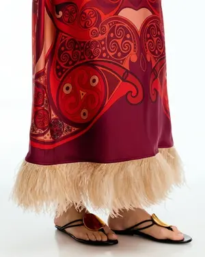 La DoubleJ Placee Swing Dress With Ostrich Feather Trim