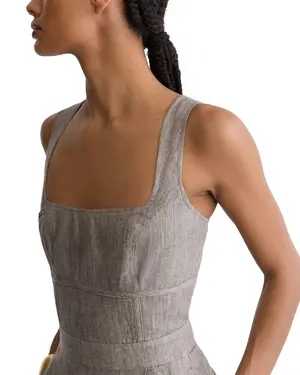 REISS Flora Linen Square Neck Wide Leg Jumpsuit