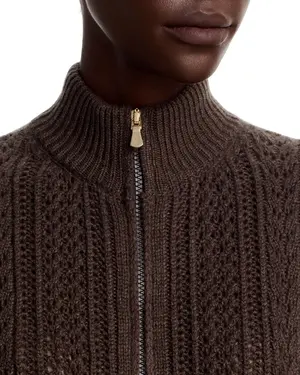 Eleventy Double Zipper Mock Neck Cashmere Sweater
