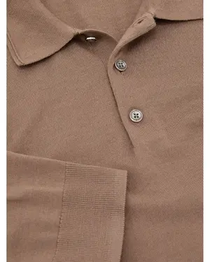 REISS Wool Slim Polo Shirt - Camel Brown