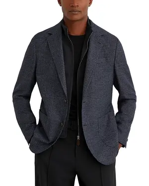 REISS Kyle Tailored Fit Check Blazer - Navy