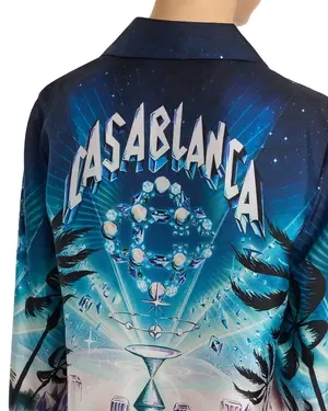 Casablanca Silk Cuban Collar Long Sleeve Shirt