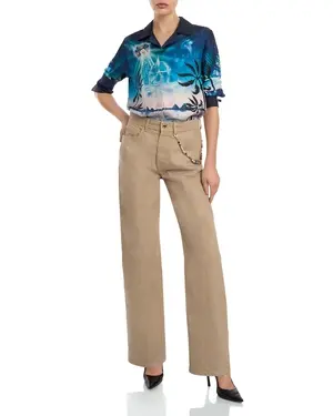 Casablanca Silk Cuban Collar Long Sleeve Shirt