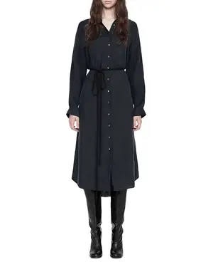 ALLSAINTS Yurra Tie Waist Shirt Dress - Navy Blue