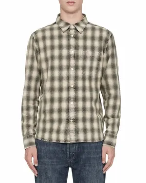 ALLSAINTS Bower Cotton Relaxed Check Shirt - Cloud Grey