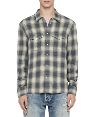 ALLSAINTS Brook Cotton Plaid Pocket Shirt - Blue Check