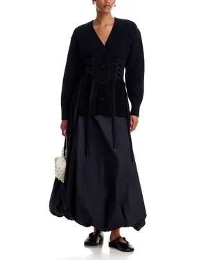 Simone Rocha Merino Wool Blend Sculpted Corset Cardigan - Black
