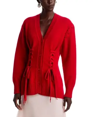 Simone Rocha Merino Wool Blend Sculpted Corset Cardigan - Red