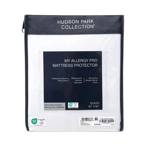HUDSON PARK COLLECTION My Allergy Pro Pima Cotton Mattress Protector, California King Exclusive - White
