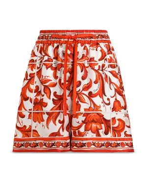 Dolce & Gabbana Majolica Print Silk Bermuda Shorts