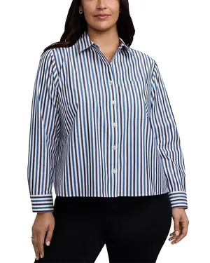 Foxcroft Jodie Cotton Poplin Shirt - Indigo Multi