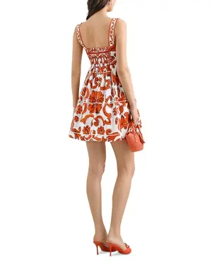 Dolce & Gabbana Majolica Print Short Poplin Dress