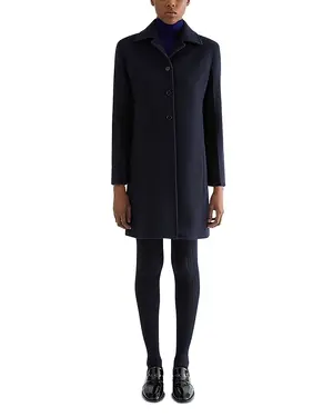 JIL SANDER Tailored Felt Wool Coat - Midnight