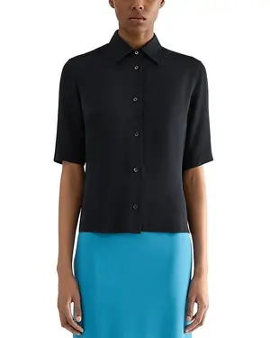 JIL SANDER Satin Short Sleeve Shirt - Midnight