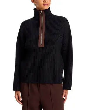 Rag & Bone Sigrid Wool Faux Suede Trim Sweater - Black