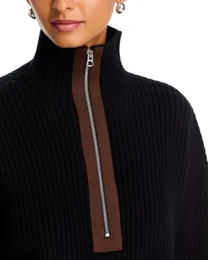 Rag & Bone Sigrid Wool Faux Suede Trim Sweater