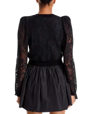 Alice + Olivia Kitty Crewneck Cardigan Sweater