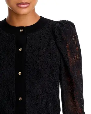 Alice + Olivia Kitty Crewneck Cardigan Sweater