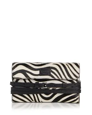 Moschino Tie Me Calf Hair Clutch - Zebra