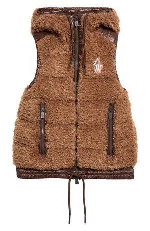 Moncler Faux Shearling Down Vest - Cocoa Creme
