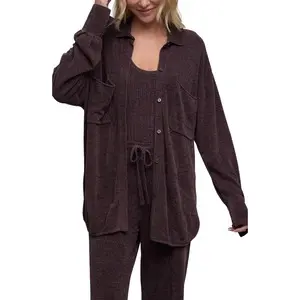 Barefoot Dreams Cozychic Ultra Lite Patch Pocket Shacket Umber
