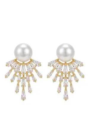 AREA STARS Ritika Pearl Studs - Gold