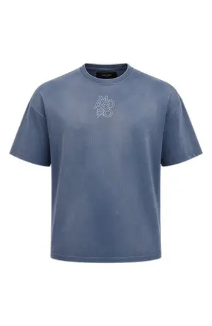 MACEOO Marthyr Cotton Blend Graphic T-shirt - Blue