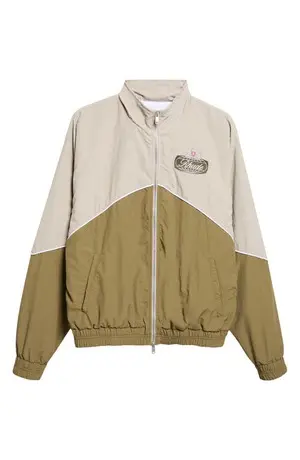 Rhude Desert Racing Embroidered Nylon Track Jacket - Olive/grey