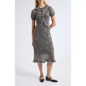 SHUSHU/TONG Beaded Floral Wool & Mohair Blend Cardigan - Grey