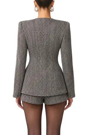 Naked Wardrobe Herringbone Wool Blend Blazer